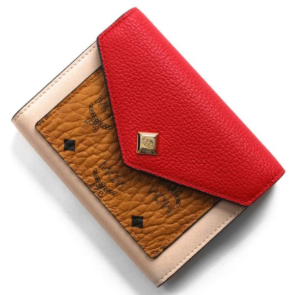 MCM | Bags | Mcm Trifold Wallet Love Letter Mini Visetos Red Multi ...